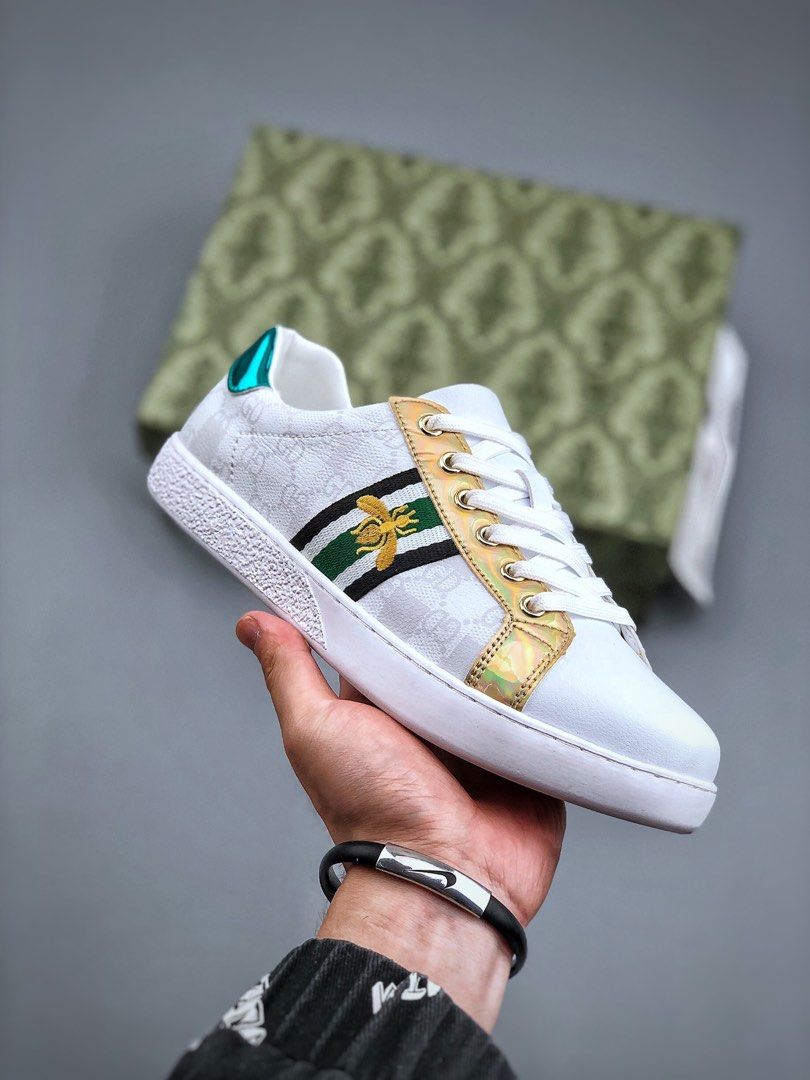 Gucci white shoes series embroidered bee full set of counter packaging ...