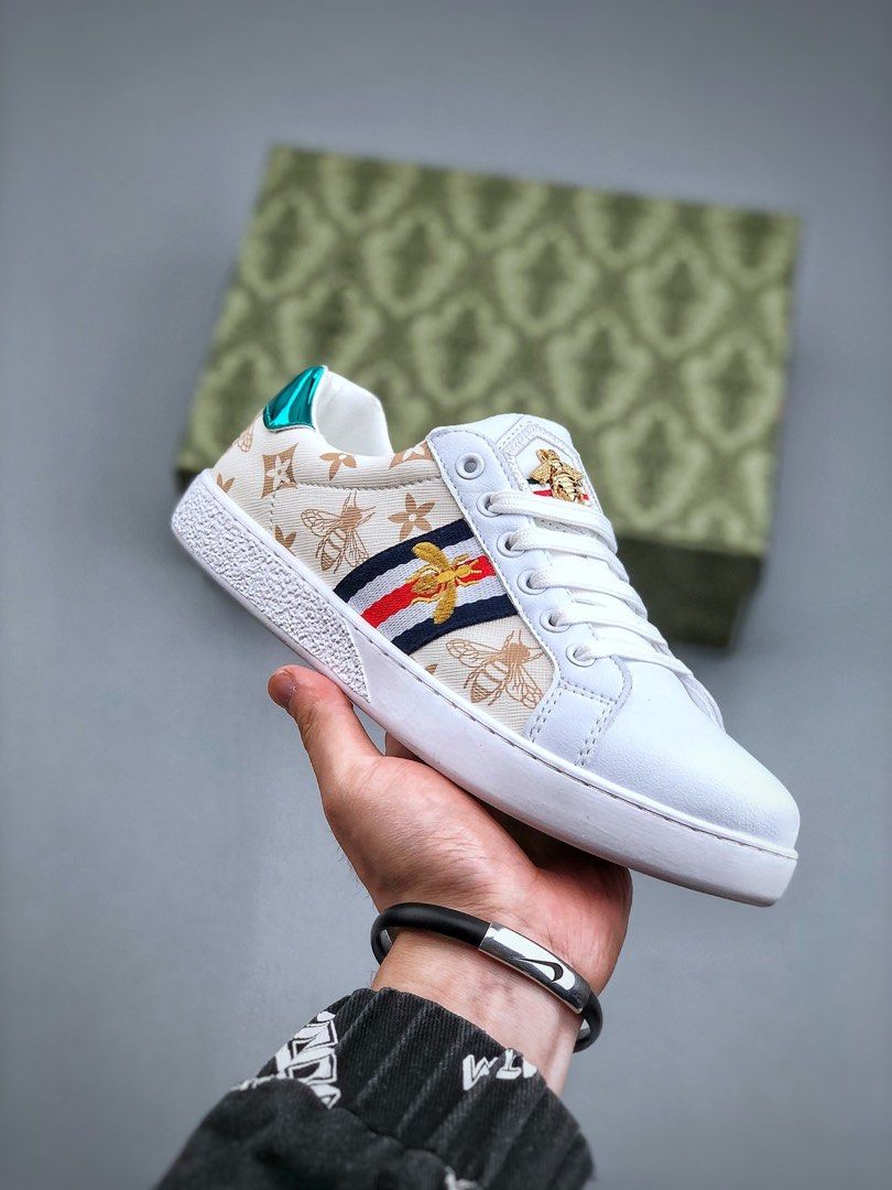 Gucci white shoes series embroidered bee full set of counter packaging ...