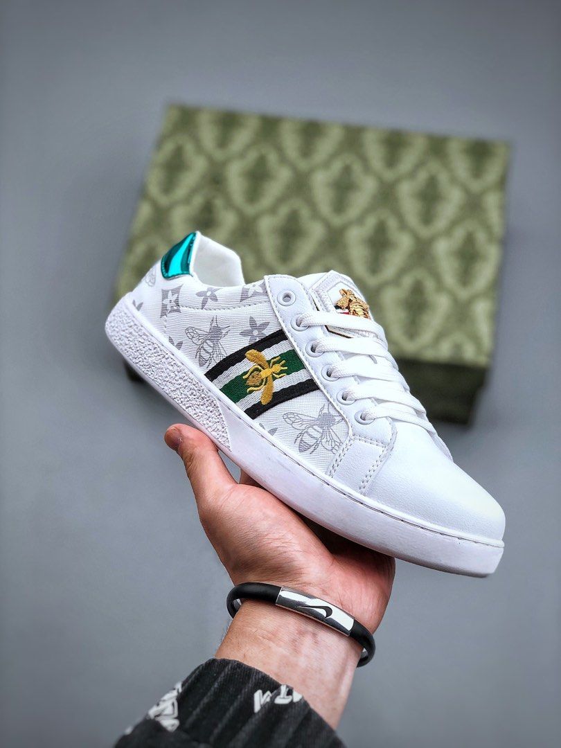 Gucci white shoes series embroidered bee full set of counter packaging ...