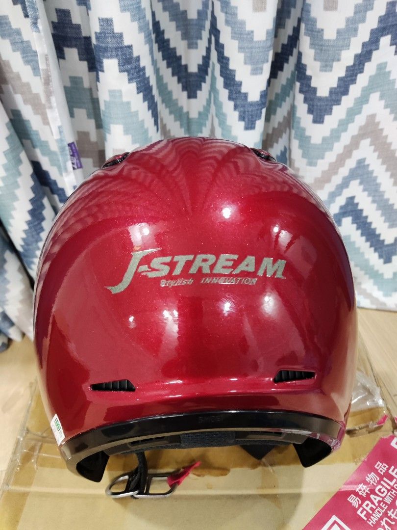 Helmet j-stream meroon (repaint), Motorbikes on Carousell