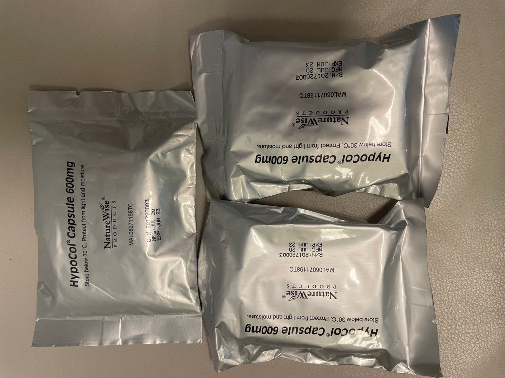 Hypocol 600 mg 90 capsules, Health & Nutrition, Health Supplements ...