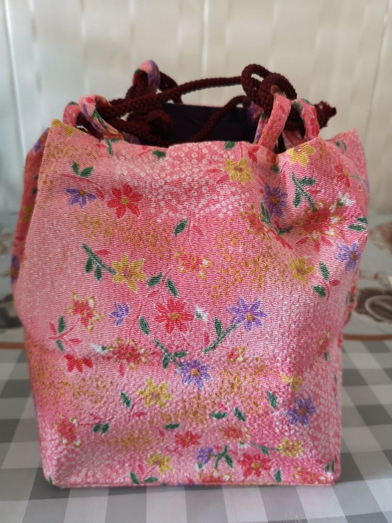 Japanese draw string pouch(pink), Women's Fashion, Bags & Wallets ...