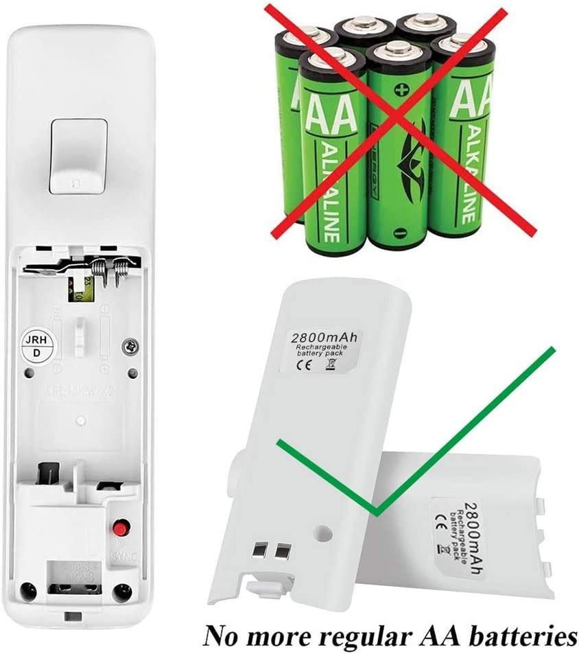 Juamena Rechargeable Batteries for WII,RP01 Battery Packs with High ...