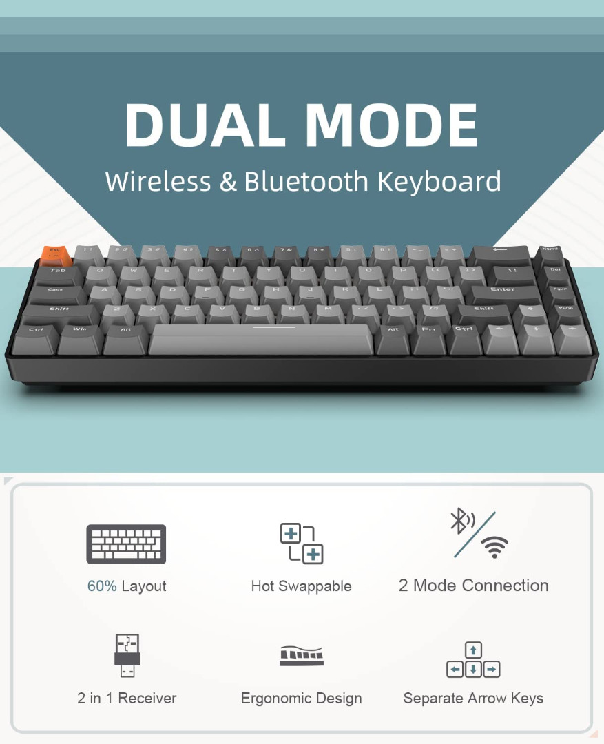 K68 Wireless Keyboard Mechanical keychron Gaming 68 Keys 2.4G/BT5.0 ...