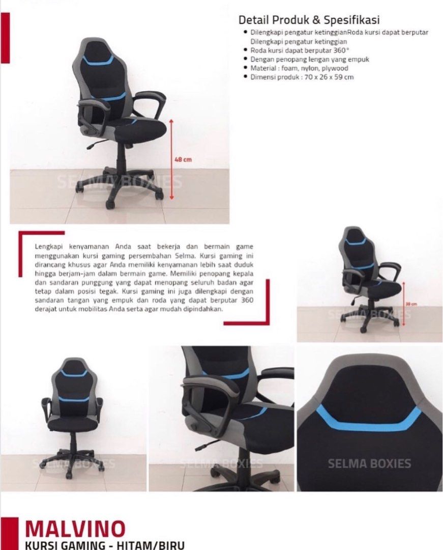 Kursi kantor Gaming selma, Perabotan Rumah di Carousell