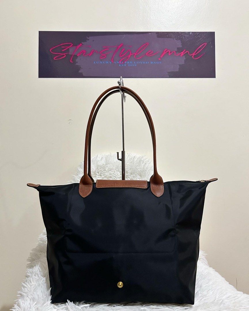 longchamp large long handle black, Luxury, Bags & Wallets on Carousell