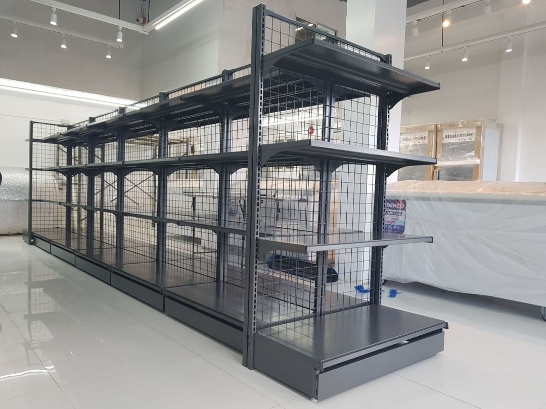 Mesh backing - Gondola Grocery shelving Dark gray, Furniture & Home ...