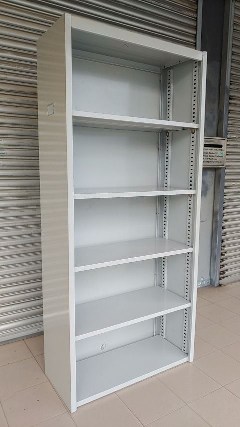 Metal Closed Type Open Shelf c/w 4 Metal Shelves ~7ft (Grey) - (Used ...