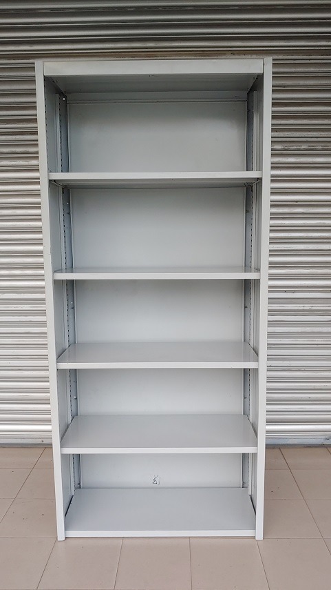 Metal Closed Type Open Shelf c/w 4 Metal Shelves ~7ft (Grey) - (Used ...