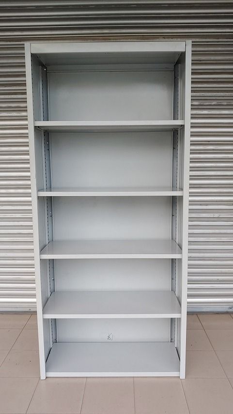 Metal Closed Type Open Shelf c/w 4 Metal Shelves ~7ft (Grey) - (Used ...
