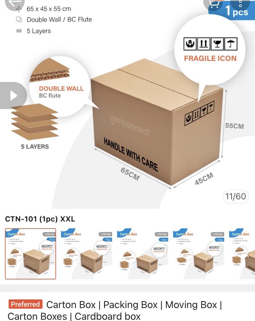 Moving Box/Carton Box, Furniture & Home Living, Home Improvement ...