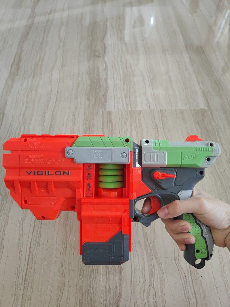NERF Vigilon Vortex Blaster w/ 5 Rounds, Hobbies & Toys, Toys & Games ...