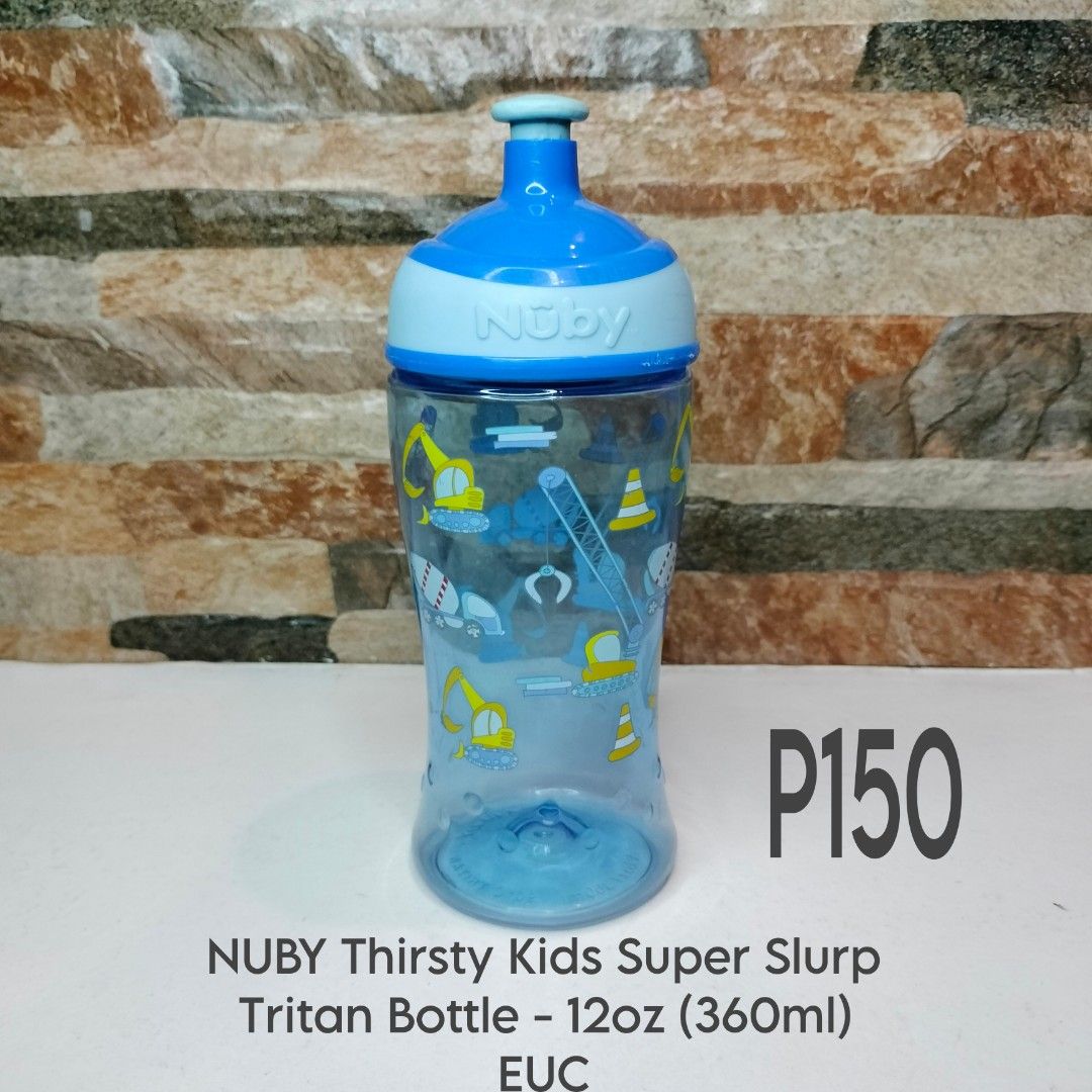 NUBY Thirsty Kids Super Slurp Tritan Bottle 12oz, Babies & Kids ...