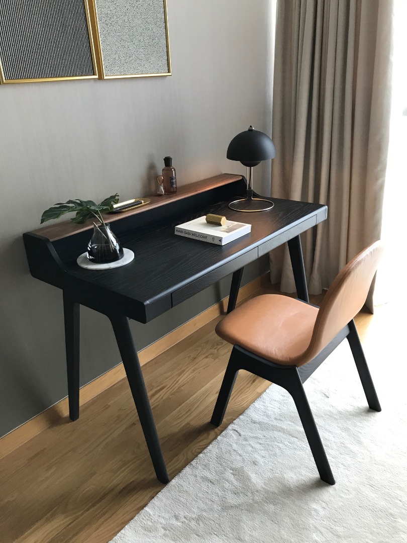 Original Gabriel Tan designer writing desk in solid wood black stain ...