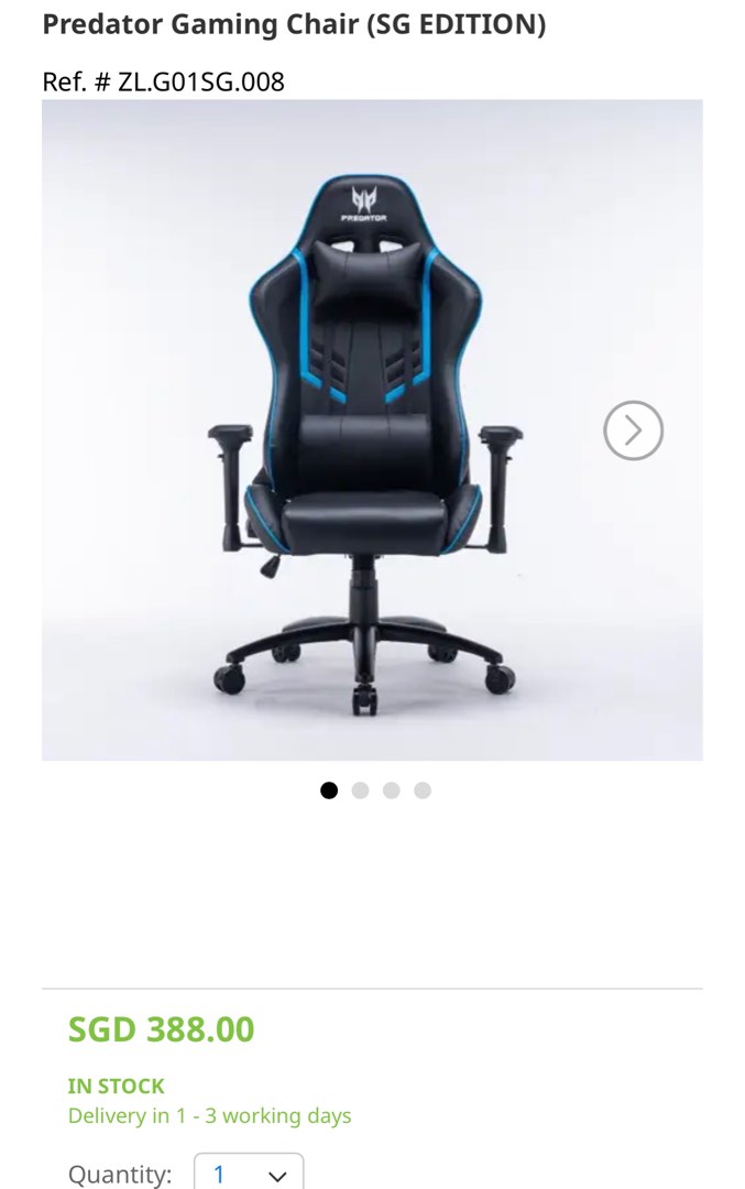 Predator Gaming Chair SG Edition, Furniture & Home Living, Furniture ...
