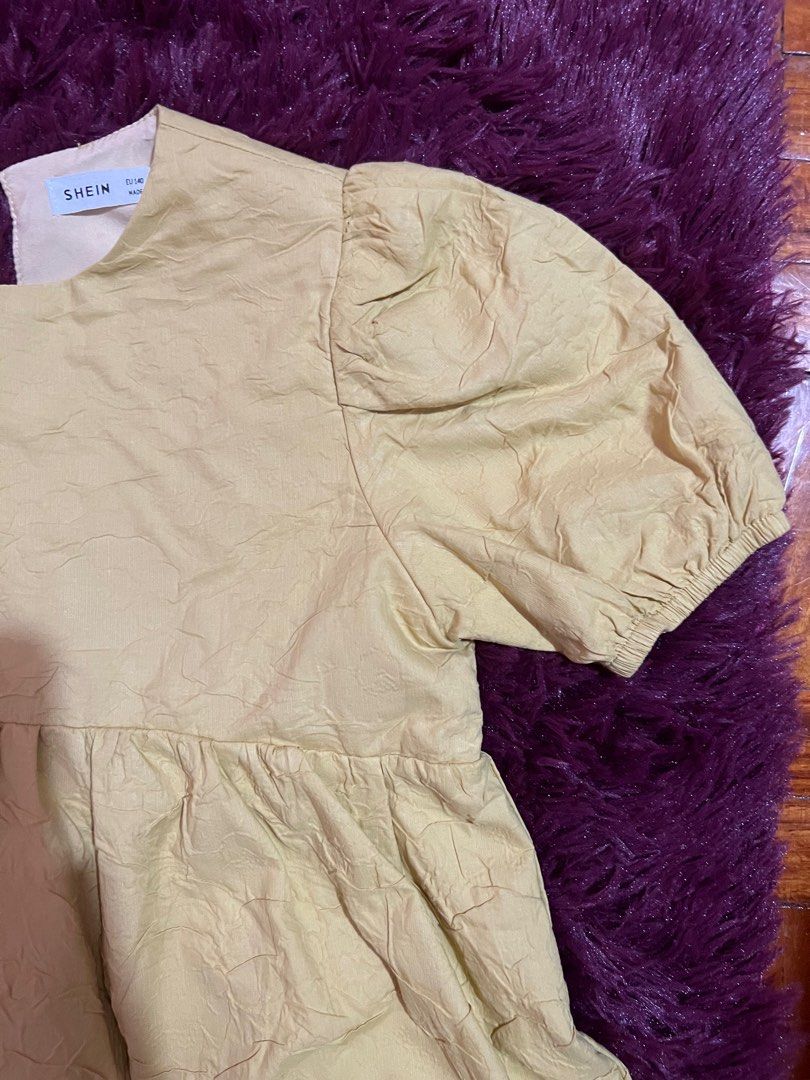 Puff Dress Mustard On Carousell