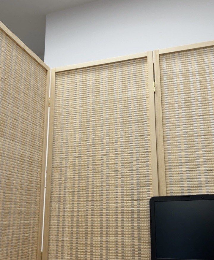 Room partition panel bamboo room divider with castor, Furniture & Home ...