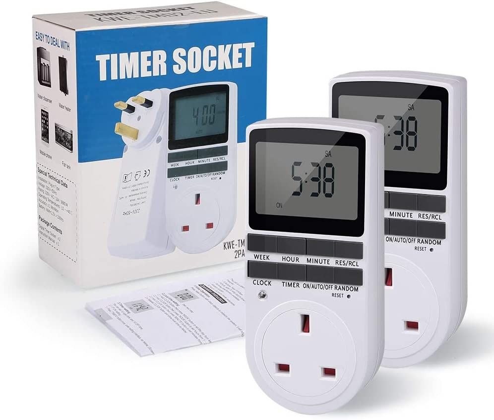 (S012) Timer Plug Socket, AMINAC Digital Security Plug Programmable Timer Socket with LCD ...