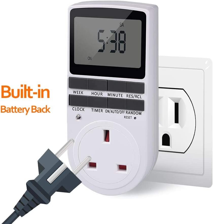 S012 Timer Plug Socket Aminac Digital Security Plug Programmable Timer Socket With Lcd