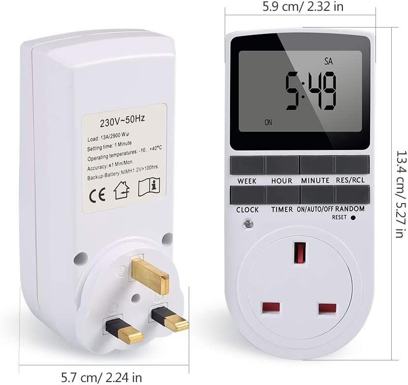 S012 Timer Plug Socket Aminac Digital Security Plug Programmable