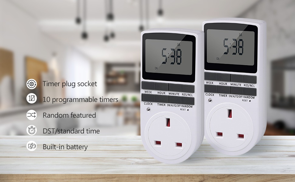 S012 Timer Plug Socket Aminac Digital Security Plug Programmable