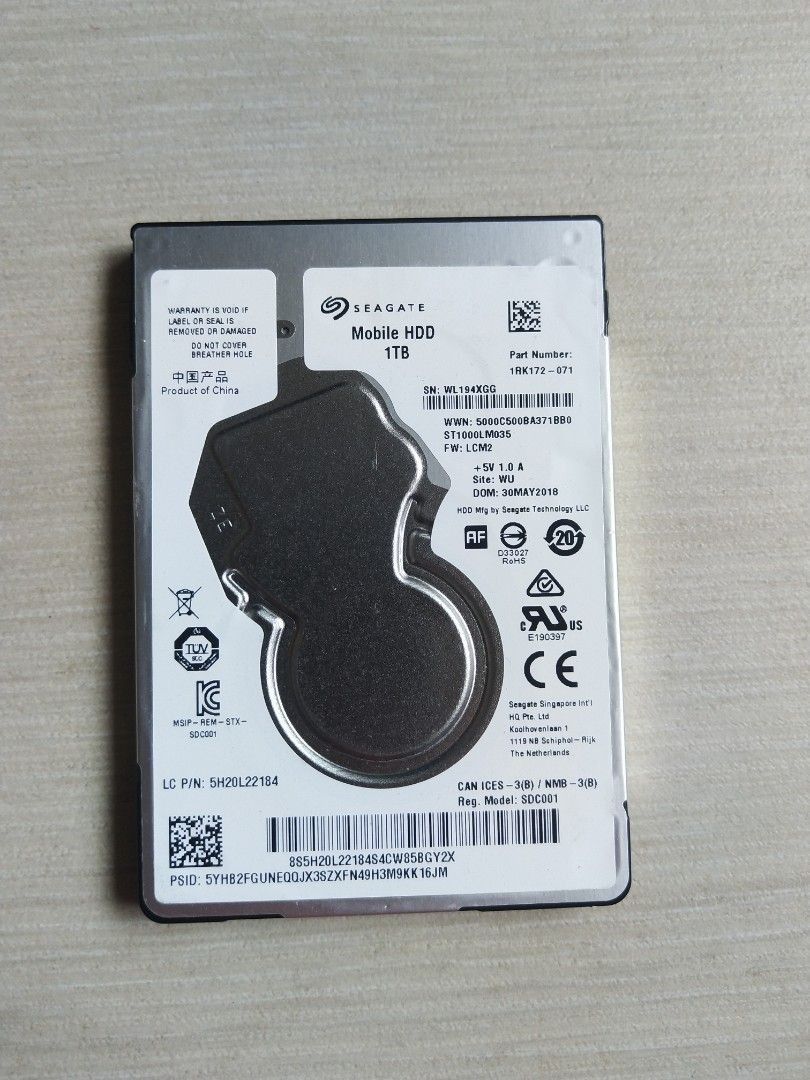 SEAGATE Mobile HDD 1TB ST1000LM035 2.5", 電腦＆科技, 電腦周邊及配件, 硬碟及儲存器 - Carousell
