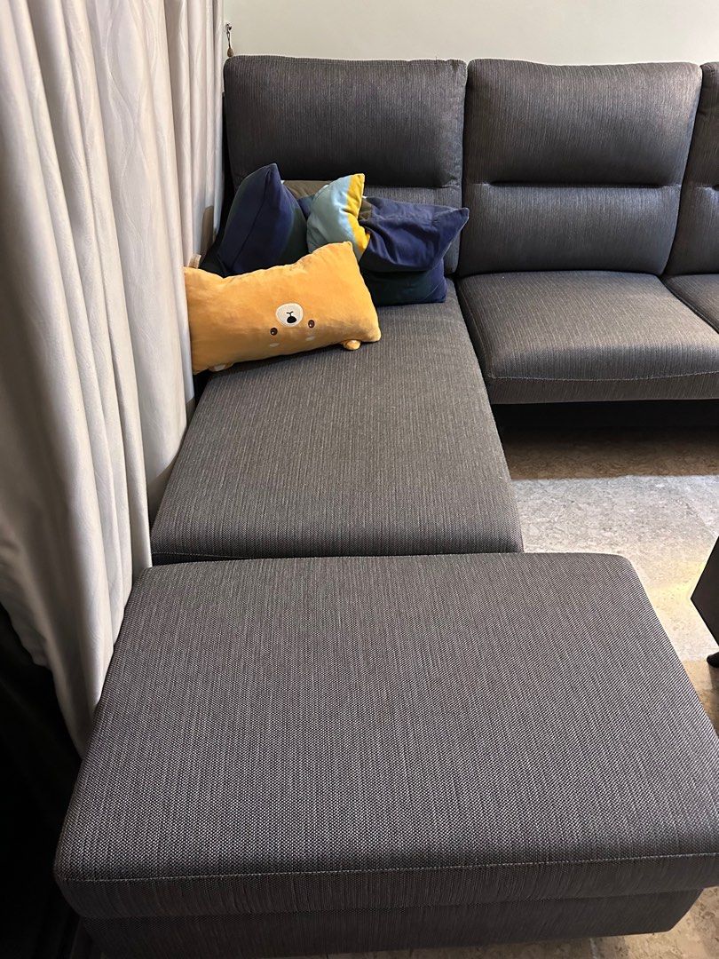 Sofa 3 seater L shape with leg rest, Furniture & Home Living, Furniture ...