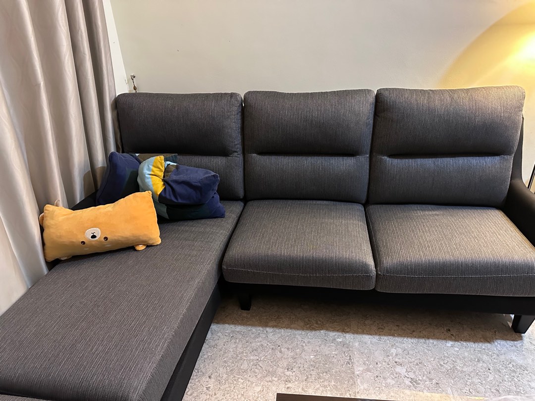 Sofa 3 seater L shape with leg rest, Furniture & Home Living, Furniture ...