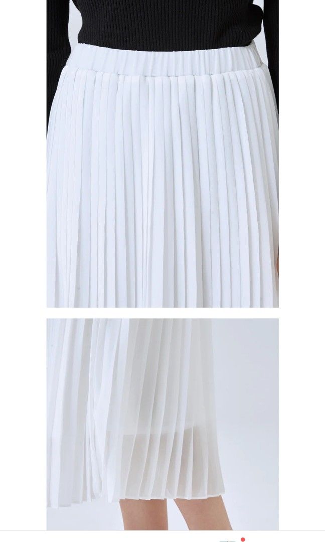 SPAO Korea ORIGINAL midi pleated skirt white putih rok plisket lipat ...