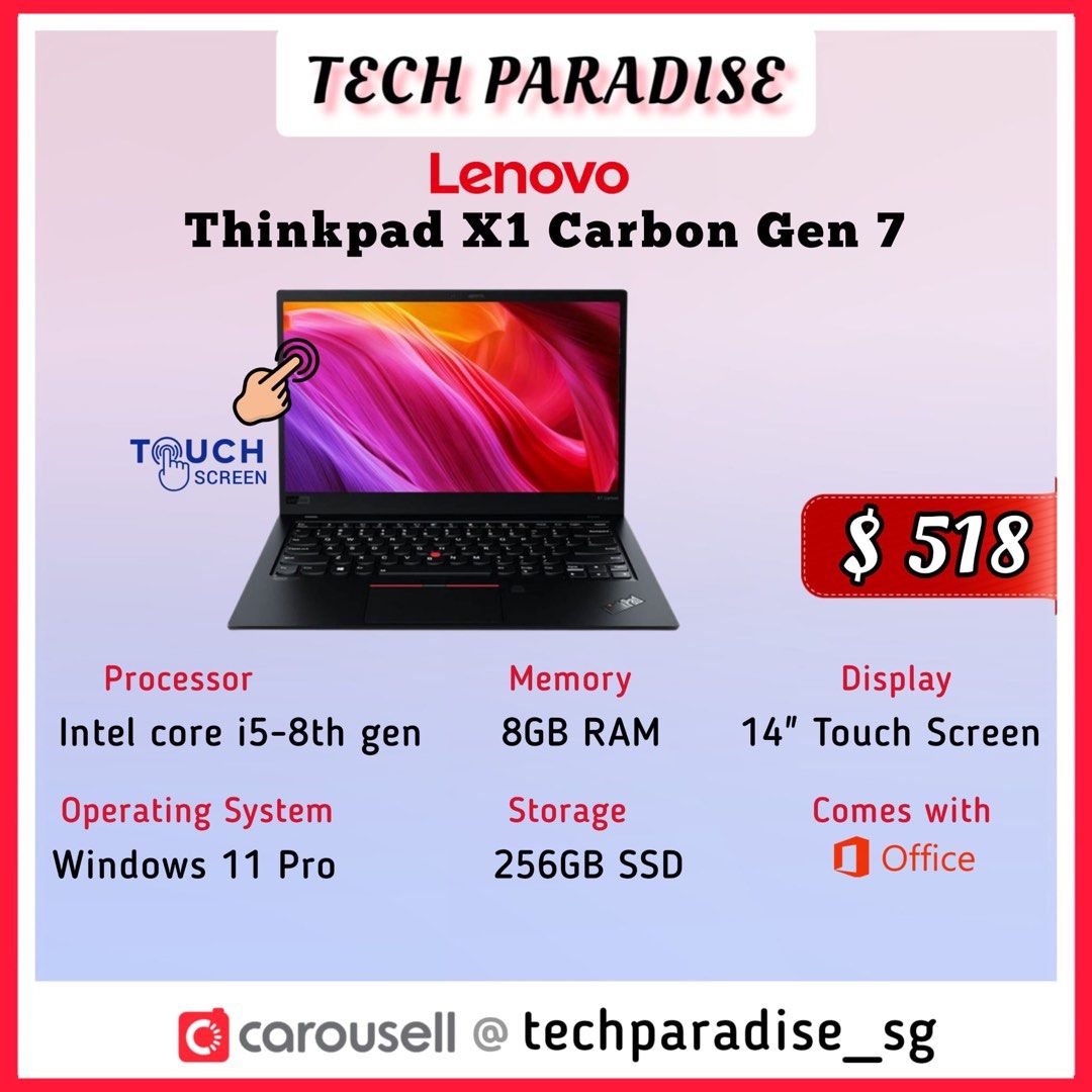 Thinkpad x1 carbon gen 7 | i5-8th gen, Computers & Tech, Laptops ...