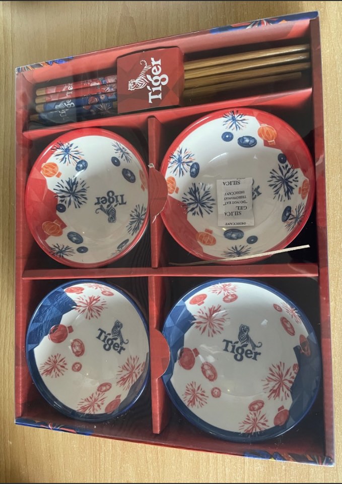 Tiger Beer Chinese Bowls and Chopsticks gift set, Furniture & Home ...