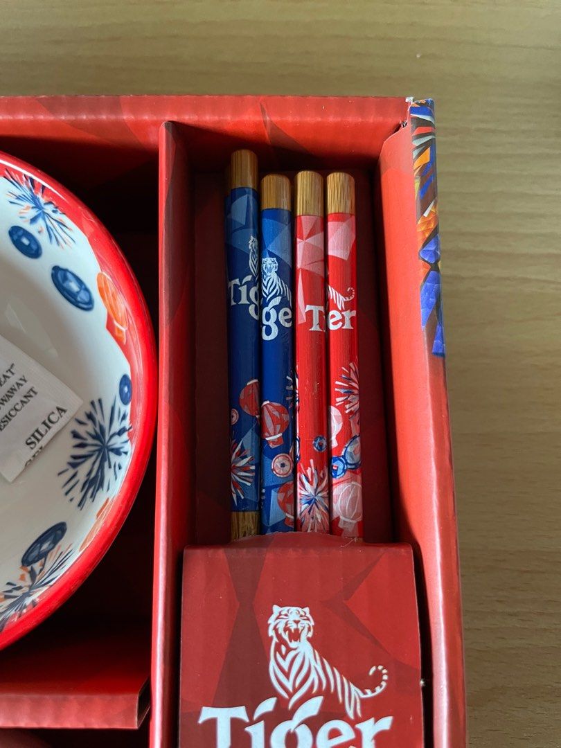 Tiger Beer Chinese Bowls and Chopsticks gift set, Furniture & Home ...