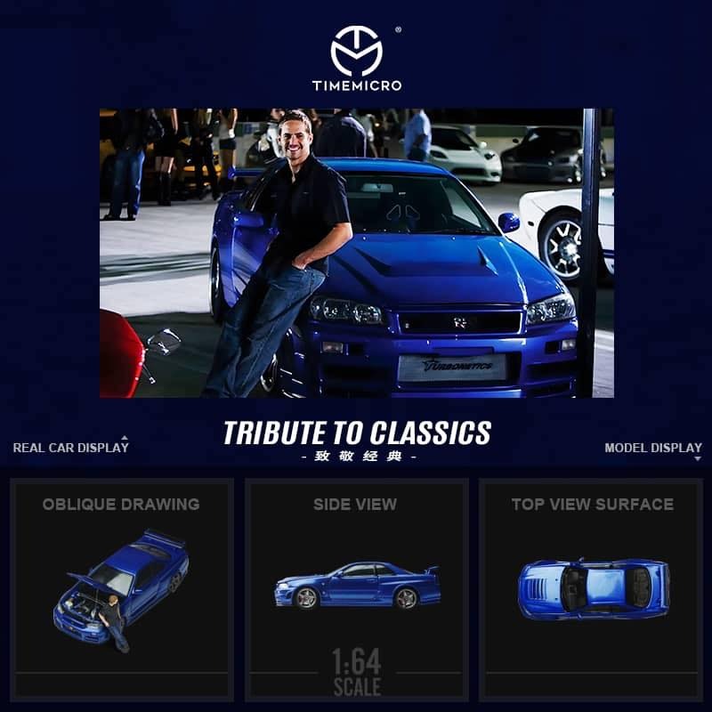 Time Mirco 1/64 Scale Fast and Furious Skyline GT-R R34, Open-Hood ...