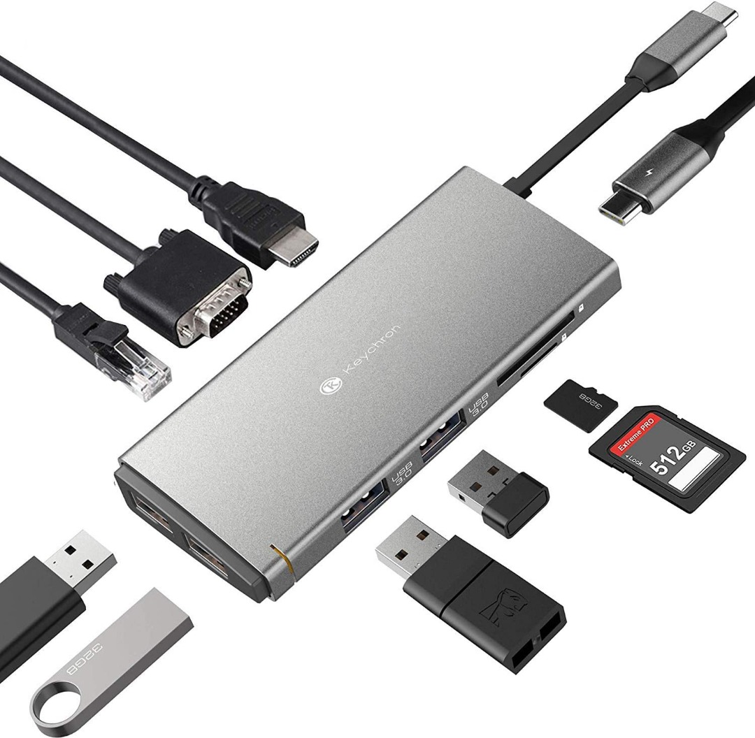 USB C Hub Adapter for MacBook Pro 2019 / MacBook 2018, Keychron 10 in 1 ...