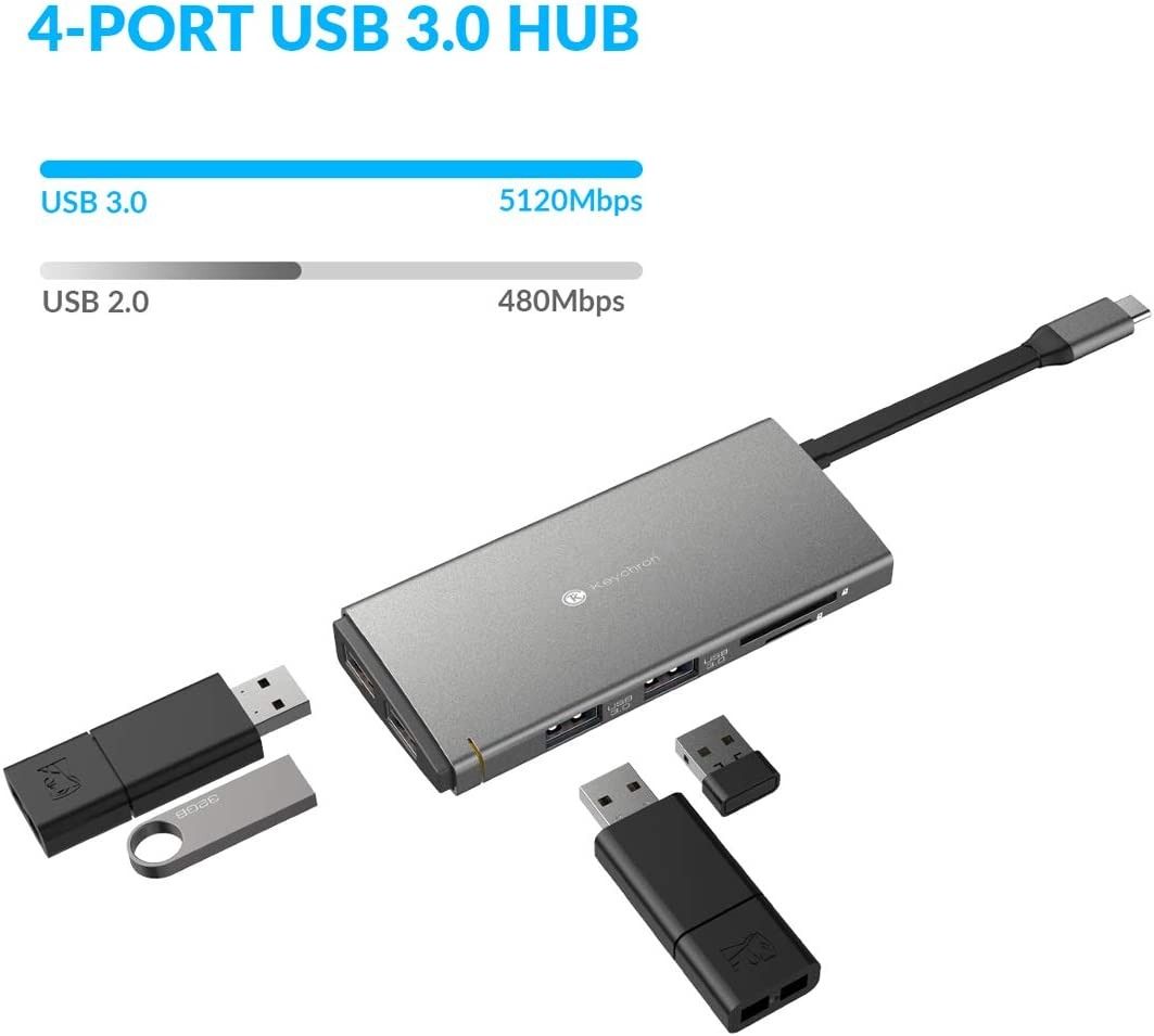 USB C Hub Adapter for MacBook Pro 2019 / MacBook 2018, Keychron 10 in 1 ...