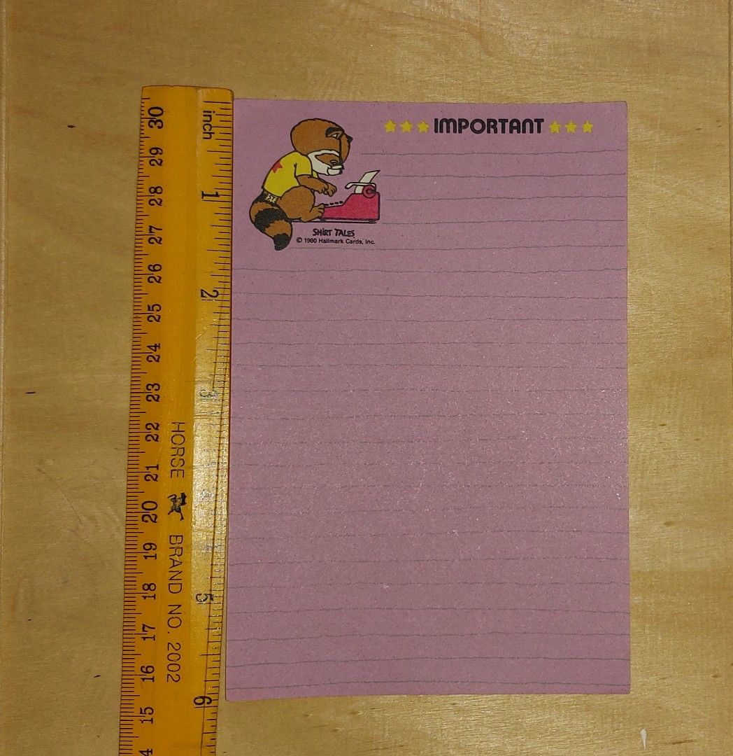 Vintage 1980 Hallmark Cards Shirt Tales Rick Raccoon Typewriter Typing ...