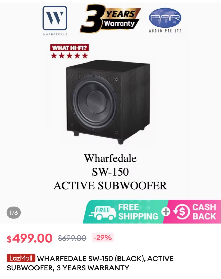 WHARFEDALE SW-150 (BLACK), ACTIVE SUBWOOFER $320, TV & Home Appliances ...