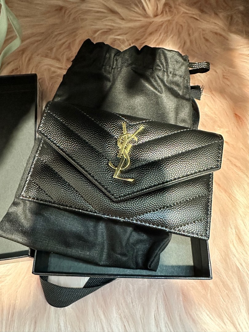 YSL Leather Card Case, Luxury, Bags & Wallets on Carousell