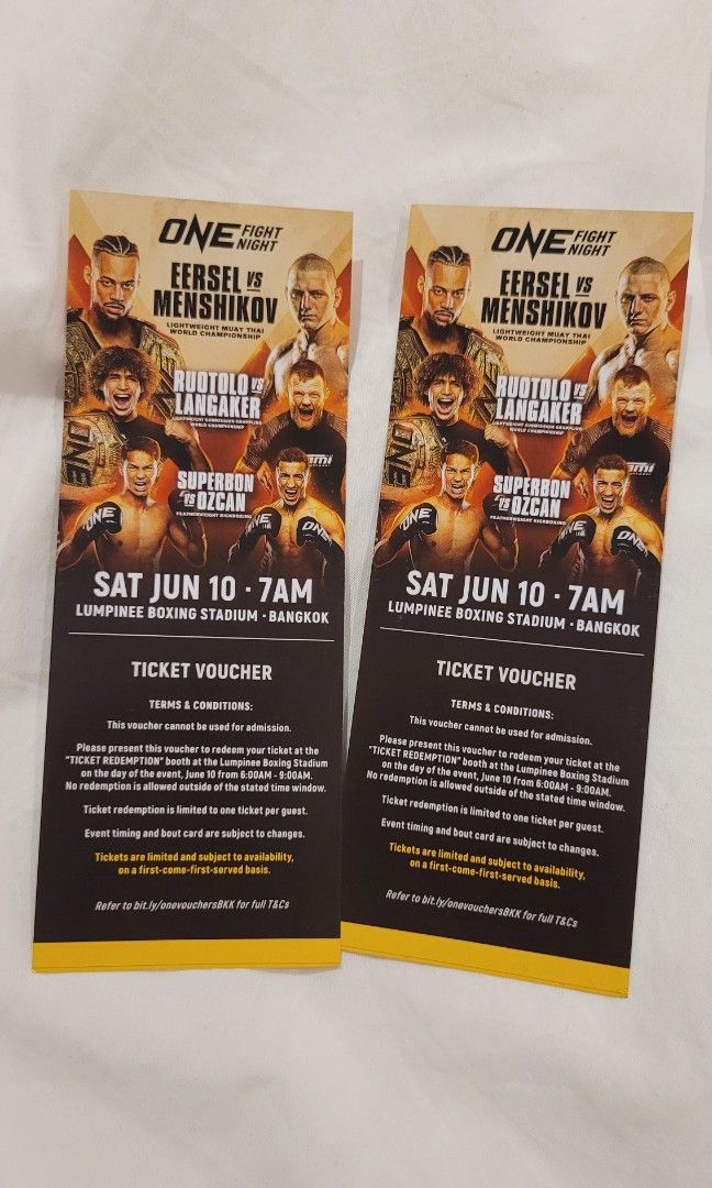 10 June 2023 ONE Fight Night Ticket Lumpinee, Tickets & Vouchers, Event ...
