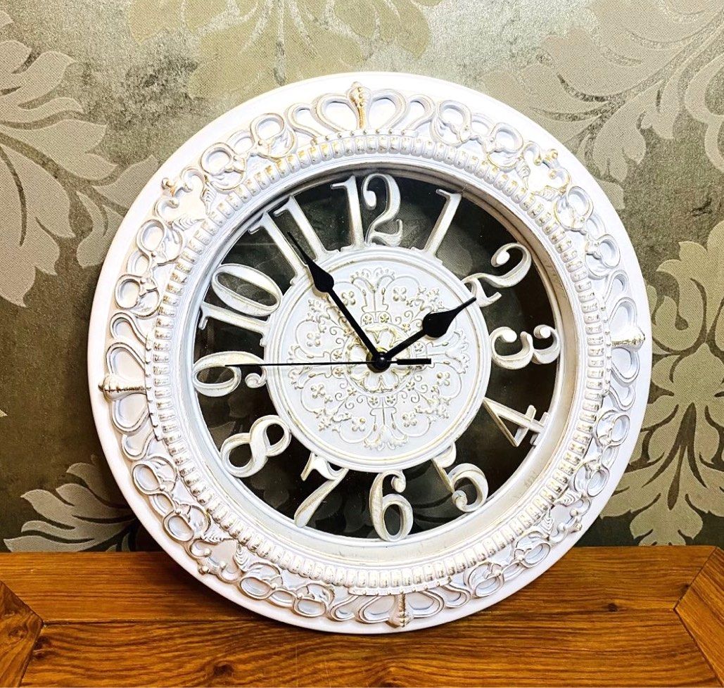 12 inches white with gold touch clock, Furniture & Home Living, Home ...
