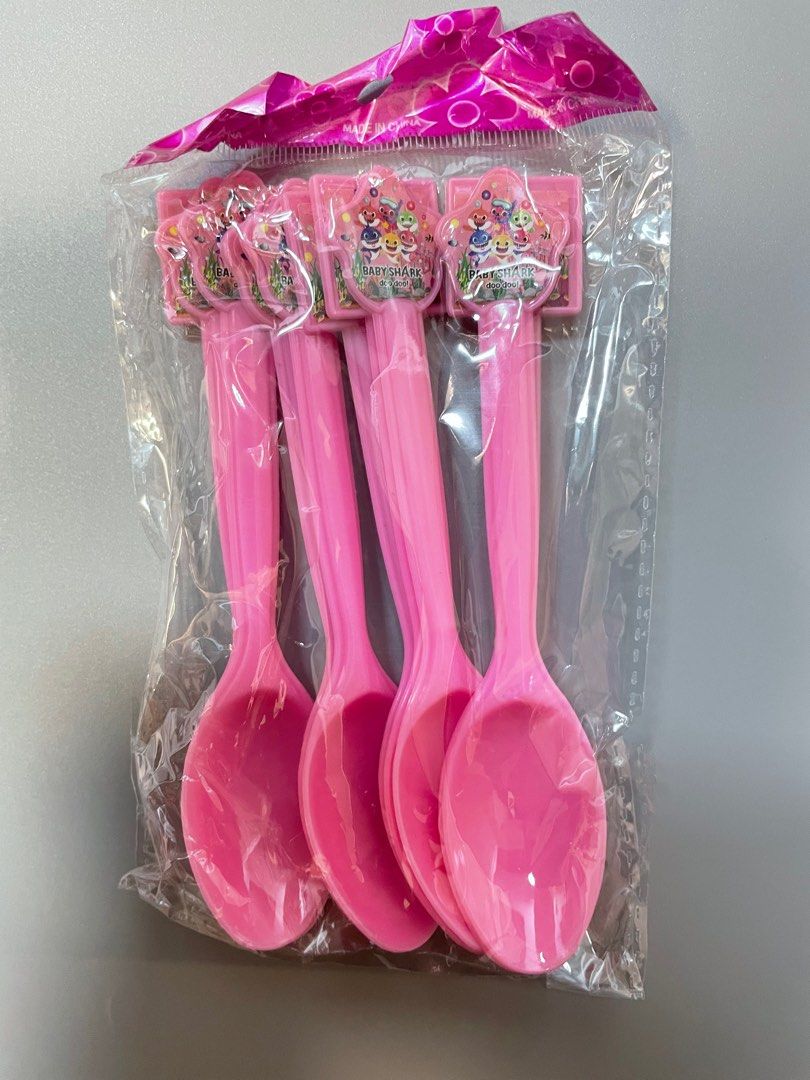 $3.50 Pink baby shark spoon and forks, Hobbies & Toys, Stationery ...