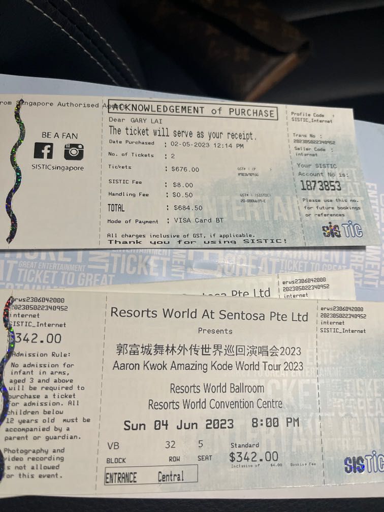 Aaron Kwok concert, Tickets & Vouchers, Event Tickets on Carousell