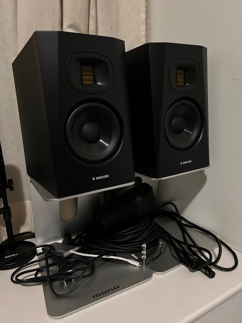 Adam Audio T5V x2 with Mono monitor stands, Audio, Soundbars, Speakers ...