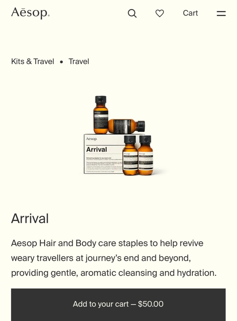 Aesop Arrival (Travel Kit), Beauty & Personal Care, Bath & Body, Bath ...