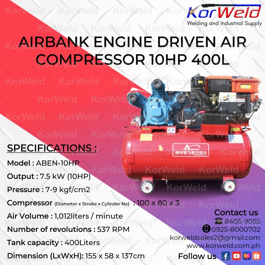 Airbank Engine Driven Air Compressor 10HP 400L on Carousell