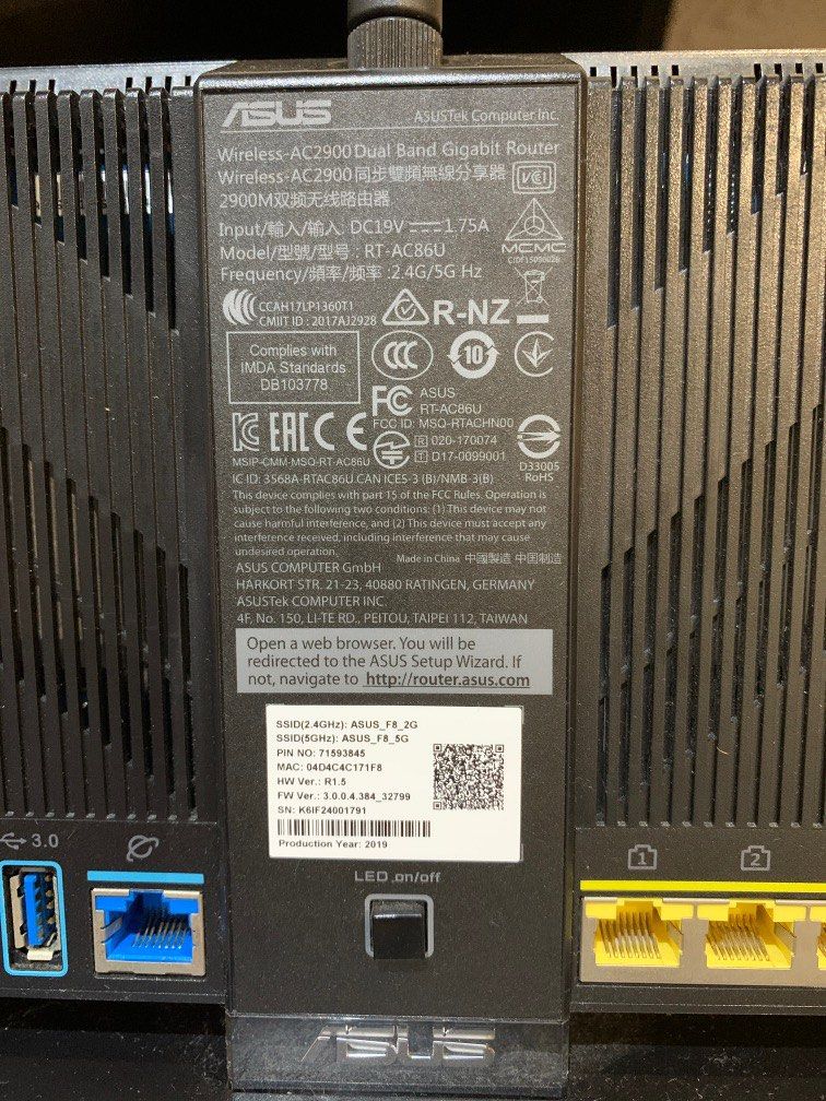 ASUS Router RT-AC86U AC2900 WiFi Gaming, Computers & Tech, Parts ...