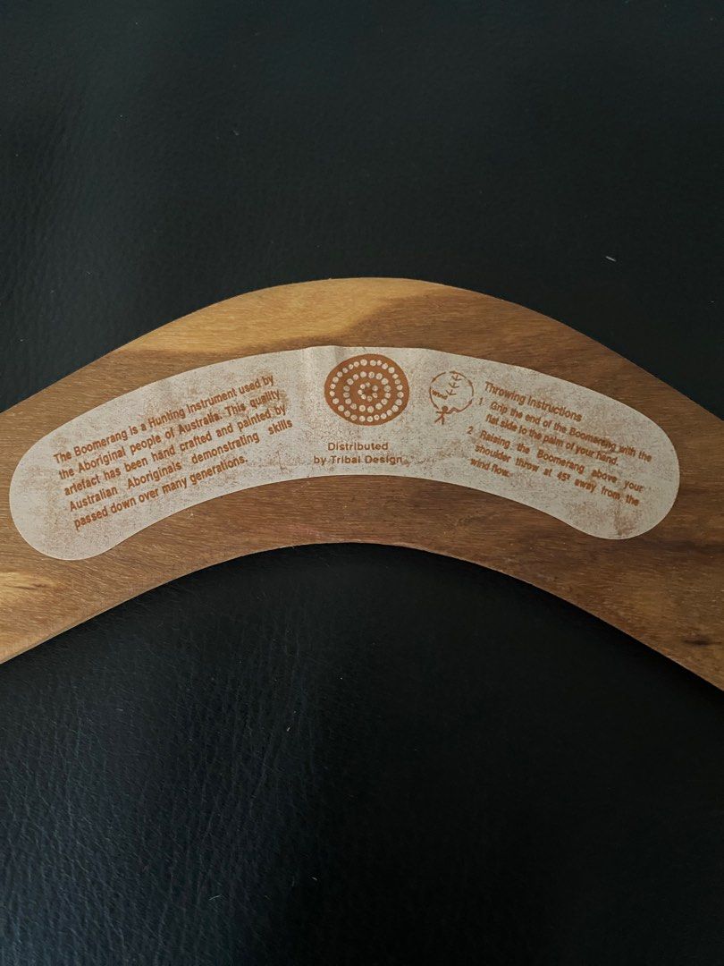 Genuine Returning Australian Hand-Painted Wooden Boomerang 12ins Long ...
