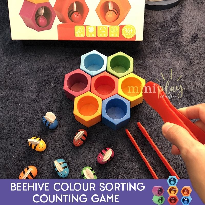Bee Beehives Colour Sorting Children Counting Fine Motor Educational ...