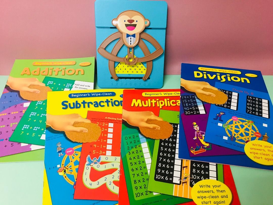 Math Monkey Toy With Beginner's Wipe-Clean Addition, Subtraction ...