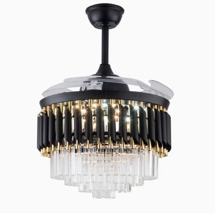 Black Gold Retractable Fan Light, Furniture & Home Living, Lighting ...